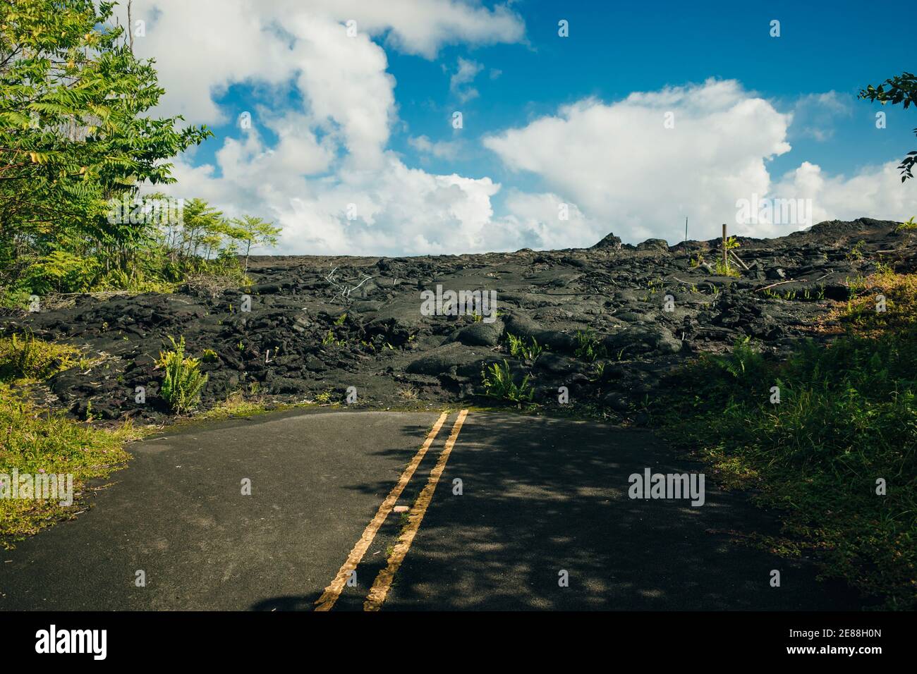 Fresh Lava From The 2018 Kilauea Eruption Covers The Road In Leilani ...