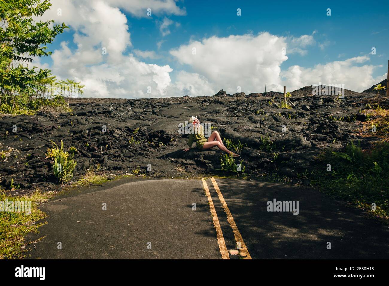 Fresh Lava From The 2018 Kilauea Eruption Covers The Road In Leilani ...