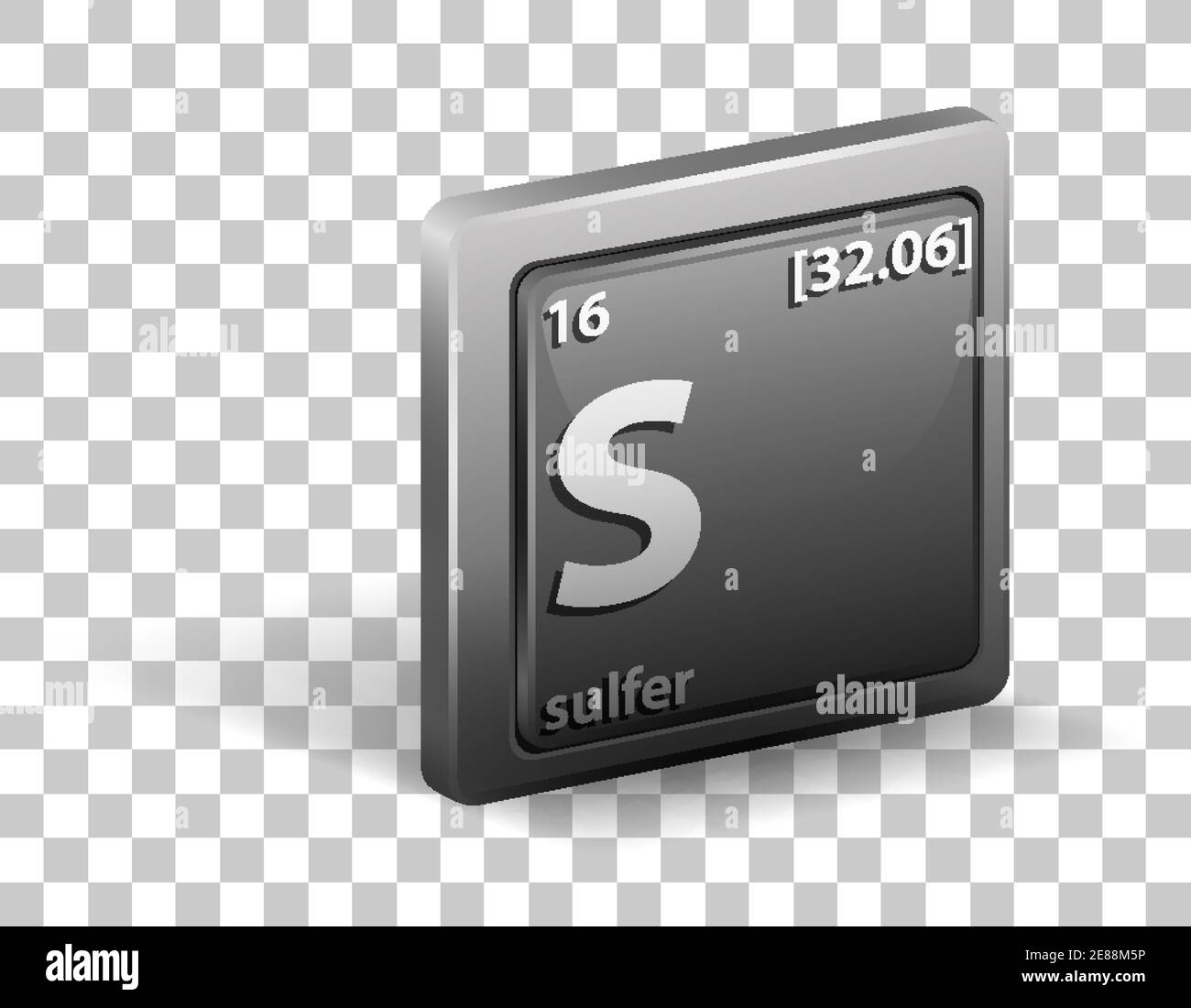 Sulfer chemical element. Chemical symbol with atomic number and atomic ...