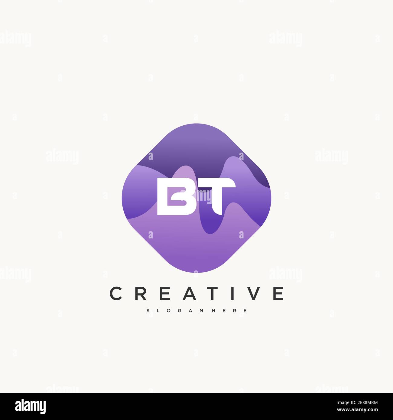 BT Initial Letter logo icon design template elements with wave colorful ...