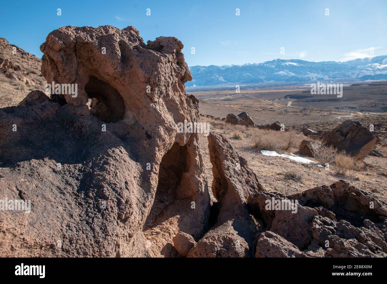 The Volcanic Tablelands sit north of Bishop in Inyo County, CA, USA ...