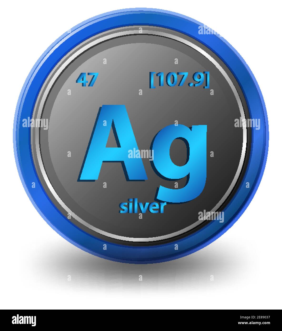 Silver chemical element. Chemical symbol with atomic number and atomic ...