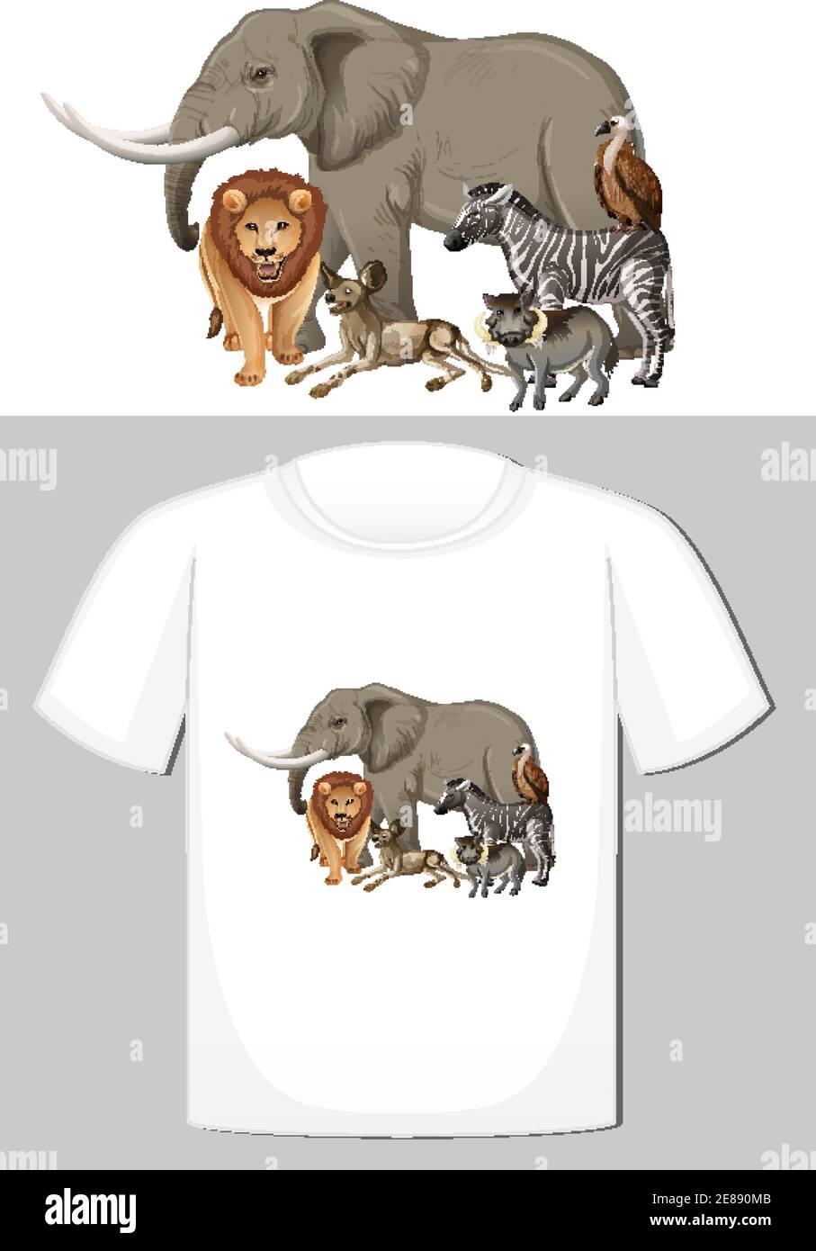 Group of wild animals design for t-shirt illustration Stock Vector ...