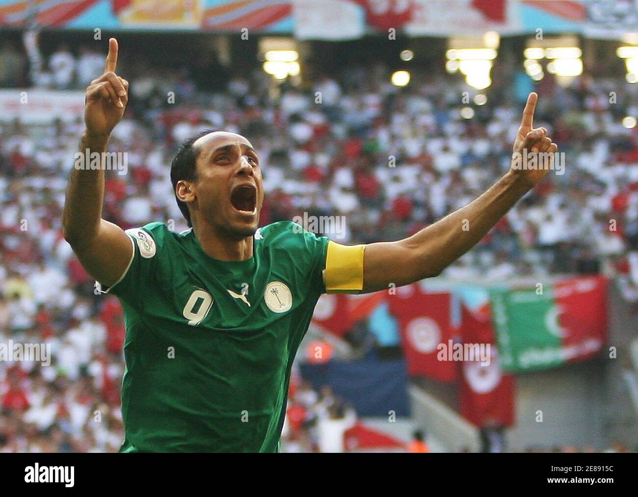 Sami al jaber of saudi arabia celebrates his goal hi-res stock ...