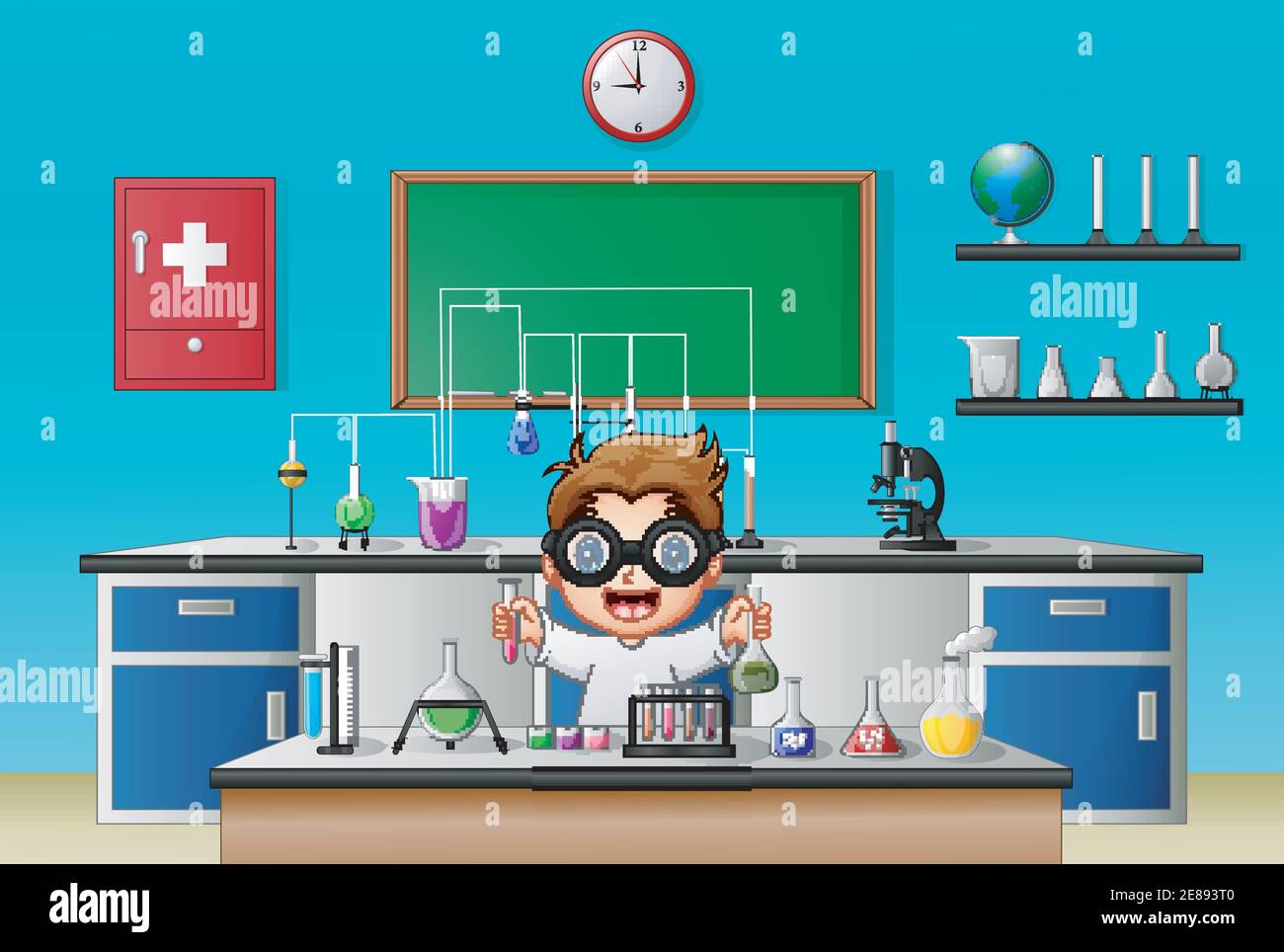 Cartoon scientist boy in lab hi-res stock photography and images - Alamy
