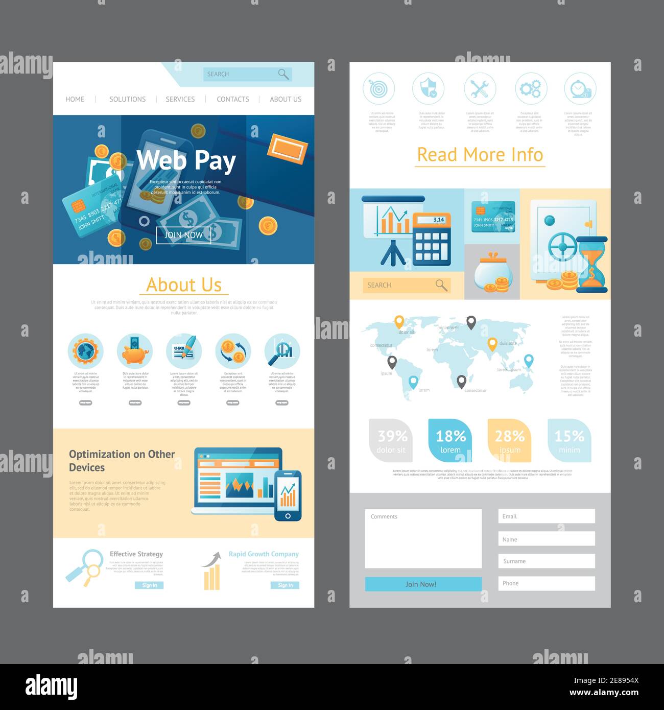 Pages template design of website for online payments administration and ...