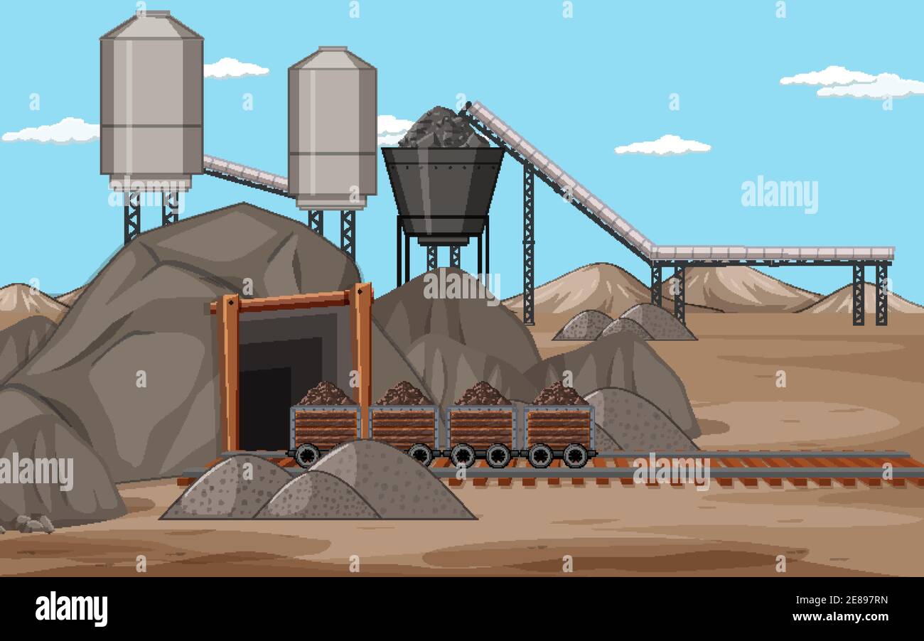 Landscape of coal mining scene illustration Stock Vector Image & Art ...