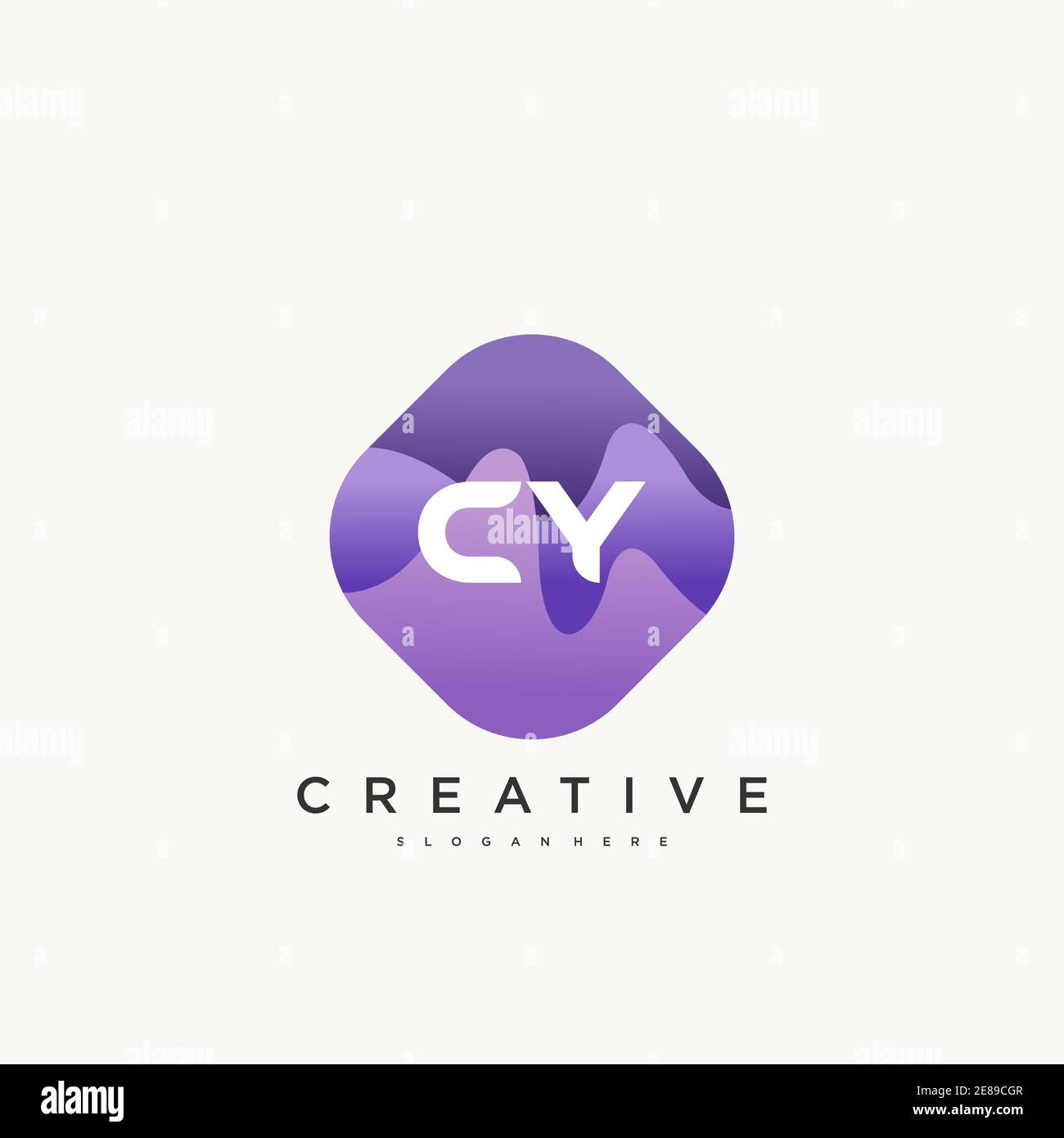 CY Initial Letter logo icon design template elements with wave colorful ...