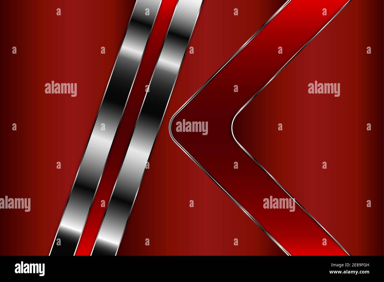 Luxury of red metallic background arrow shape with silver glossy modern ...