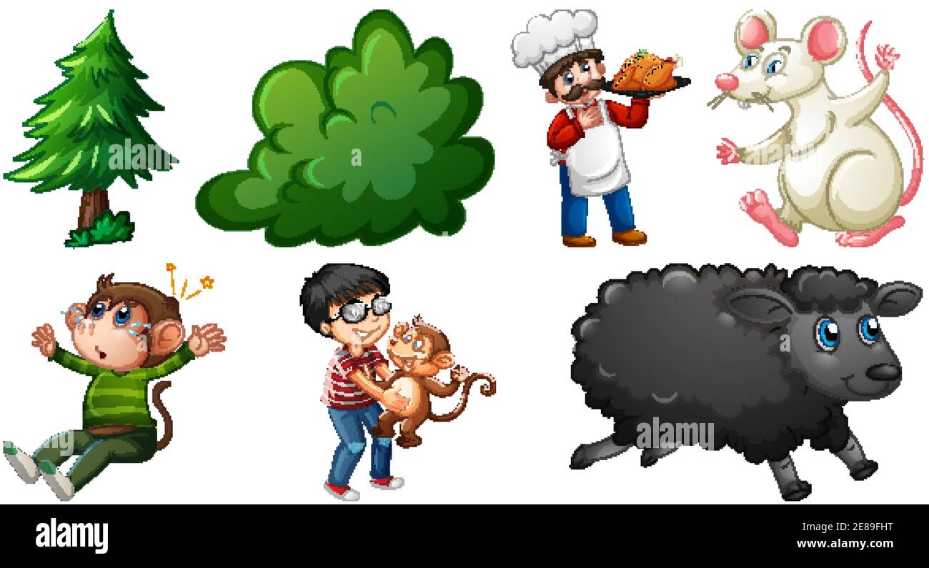 Set of different nursery rhyme character isolated on white background ...