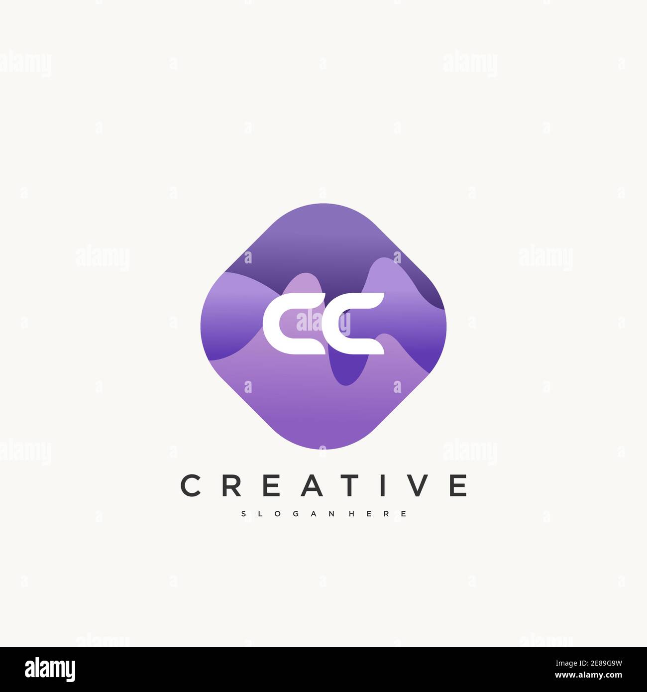 CC Initial Letter logo icon design template elements with wave colorful ...