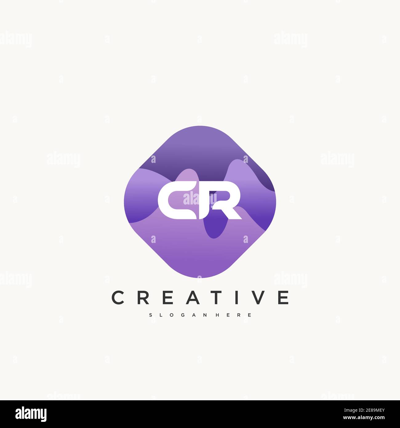 CR Initial Letter logo icon design template elements with wave colorful ...