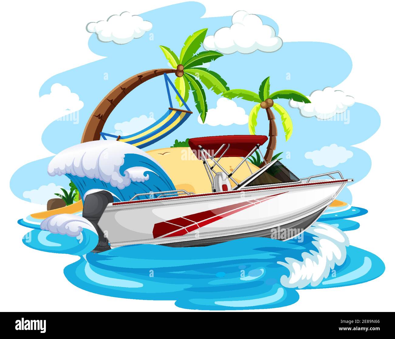 Speed boat on the beach illustration Stock Vector Image & Art - Alamy