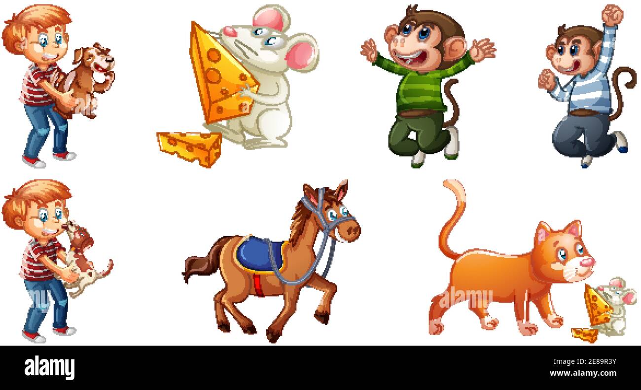 Set of different nursery rhyme character isolated on white background ...