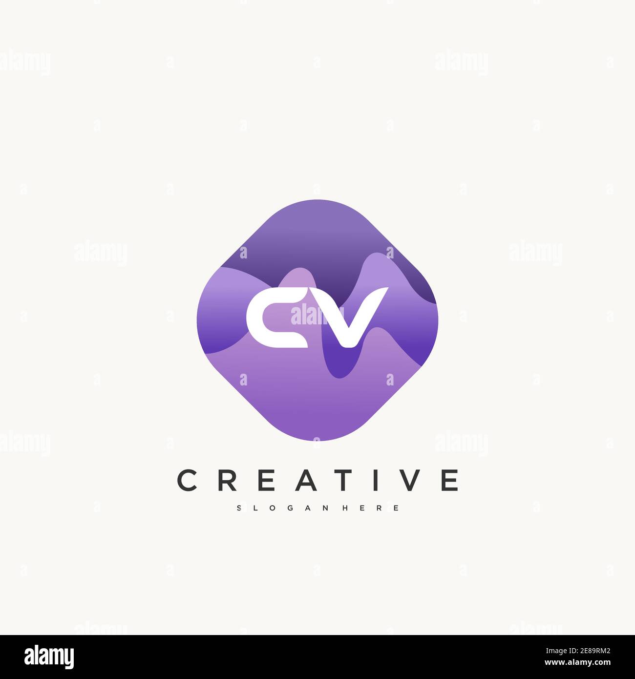 CV Initial Letter logo icon design template elements with wave colorful ...