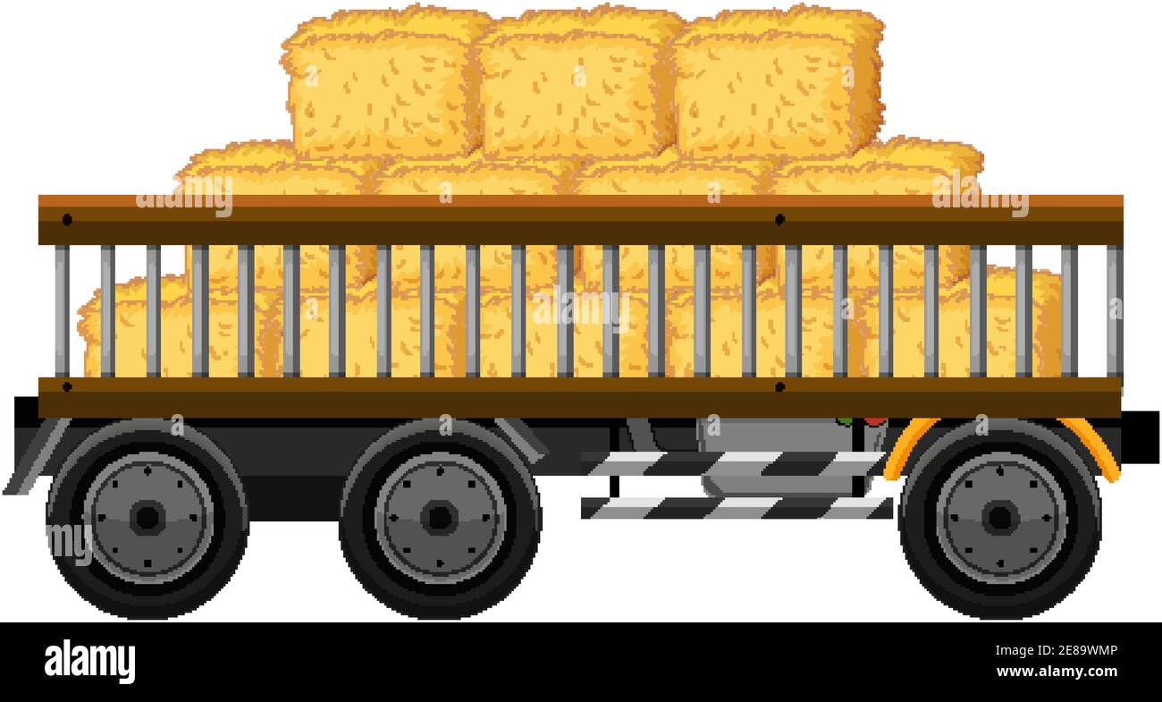 Hay on a cart isolated on white background illustration Stock Vector ...