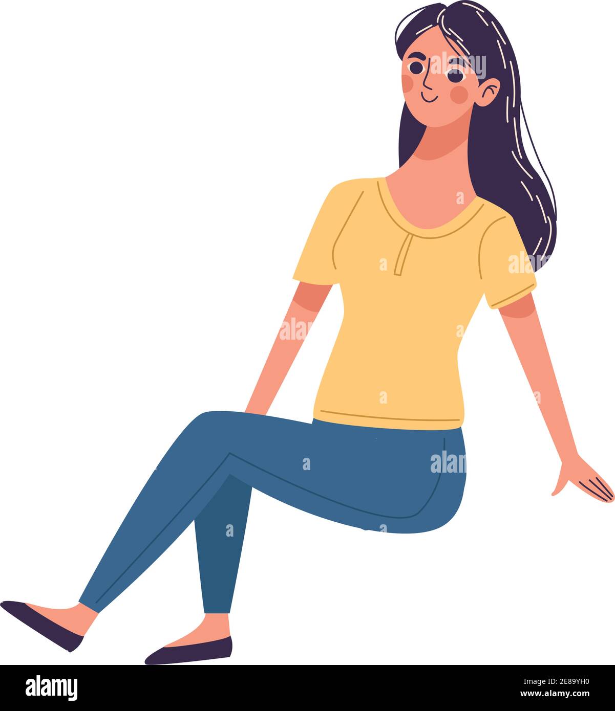 beautiful young woman happy seated character vector illustration design ...