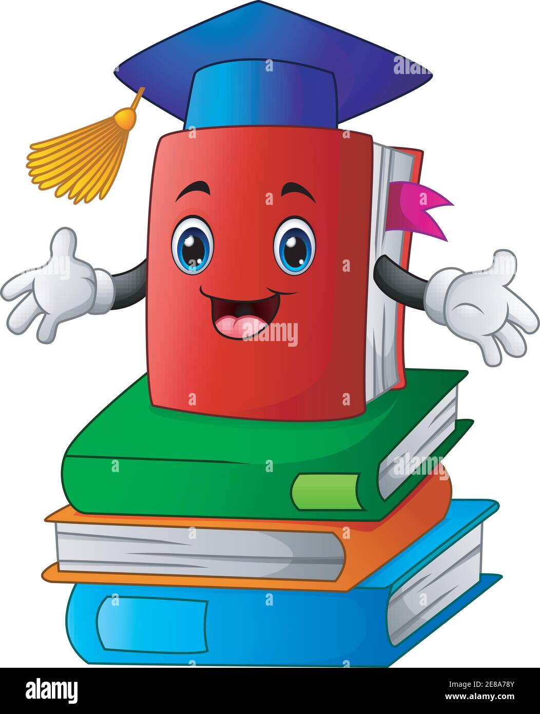 Vector illustration of Book cartoon on pile book Stock Vector Image ...