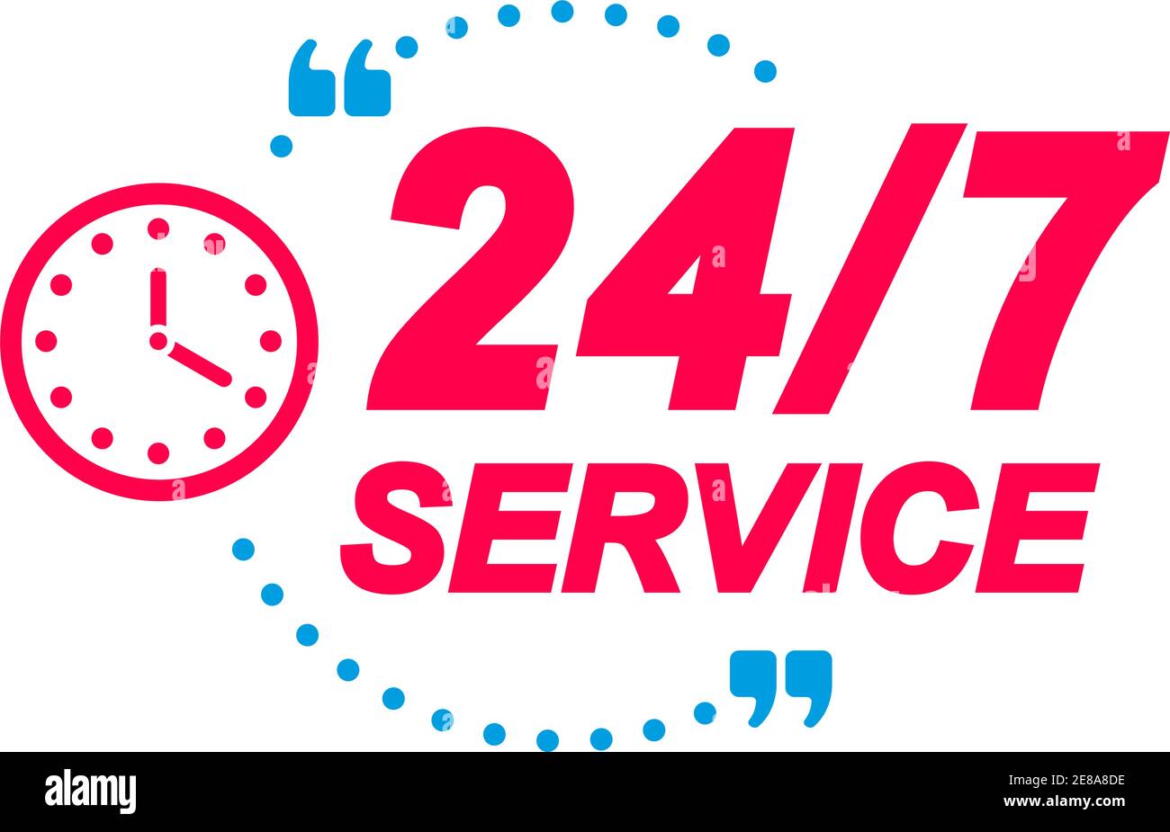 24 7 Service labels. Speech bubbles with clock icon. Advertising and ...