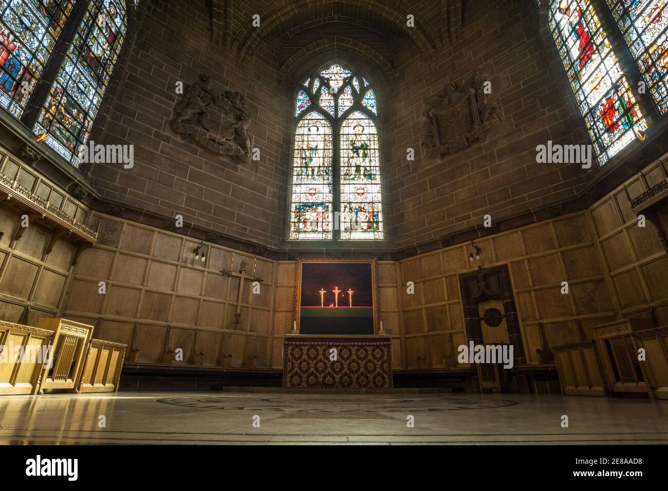 The interior of the Chapter House in Liverpool Anglican cathedral ...