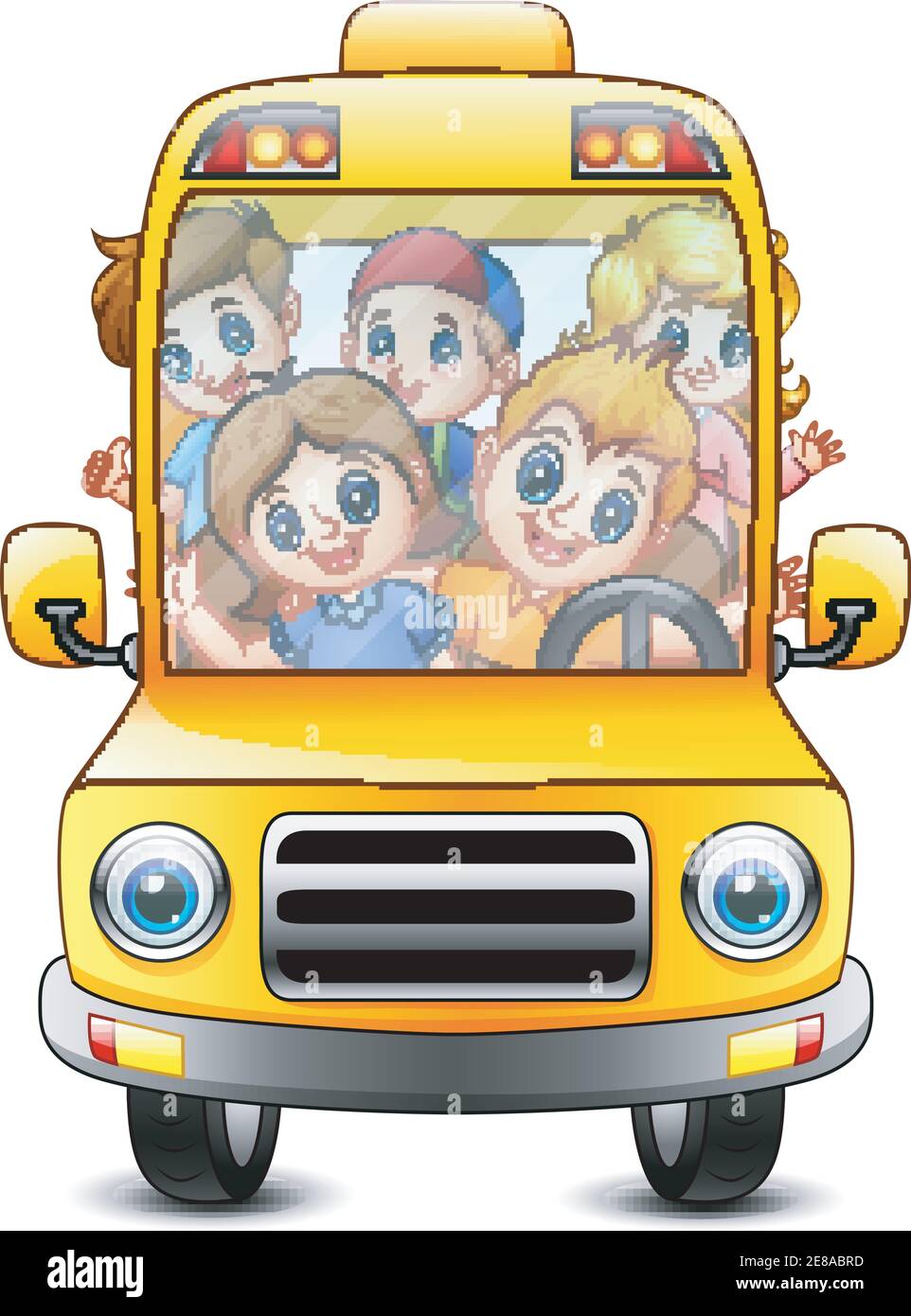 Vector illustration of Happy kids riding with a bus Stock Vector Image ...