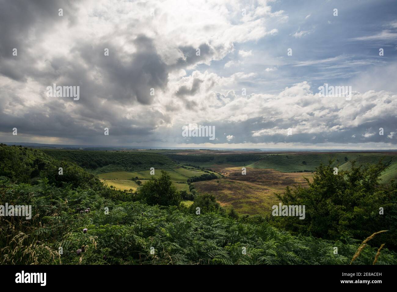 View of the North York Moors National Park looking west from the A169 ...