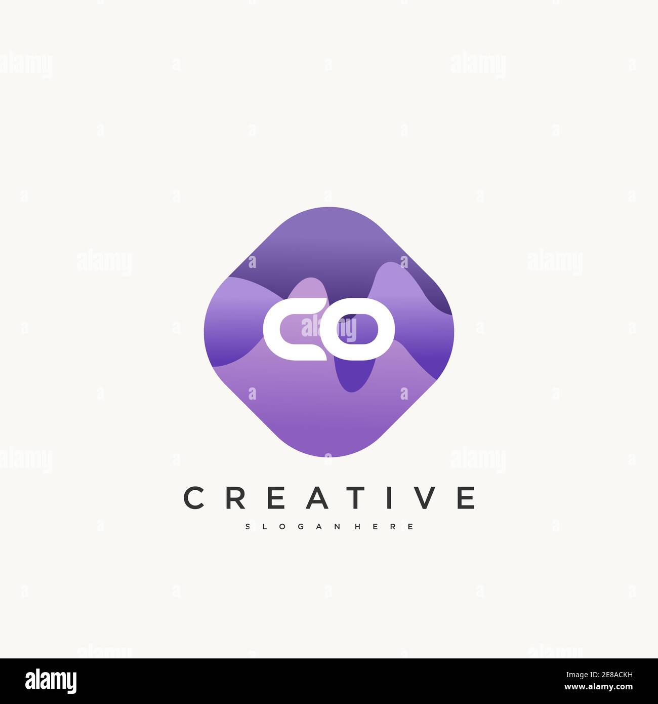 CO Initial Letter logo icon design template elements with wave colorful ...