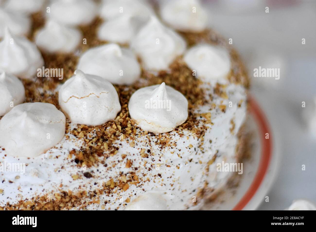 Freshly baked delicious homemade Meringue cake/ Turkish Beze or ...