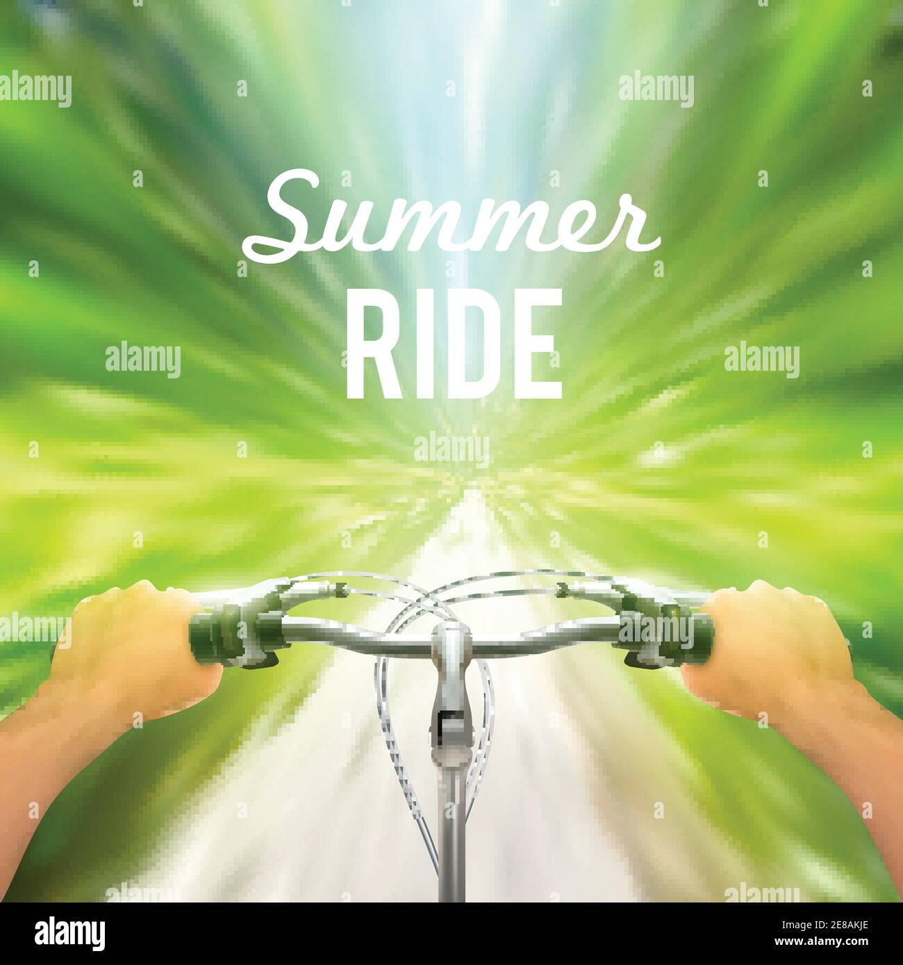 Handlebar background moving poster man rides through the woods on ...