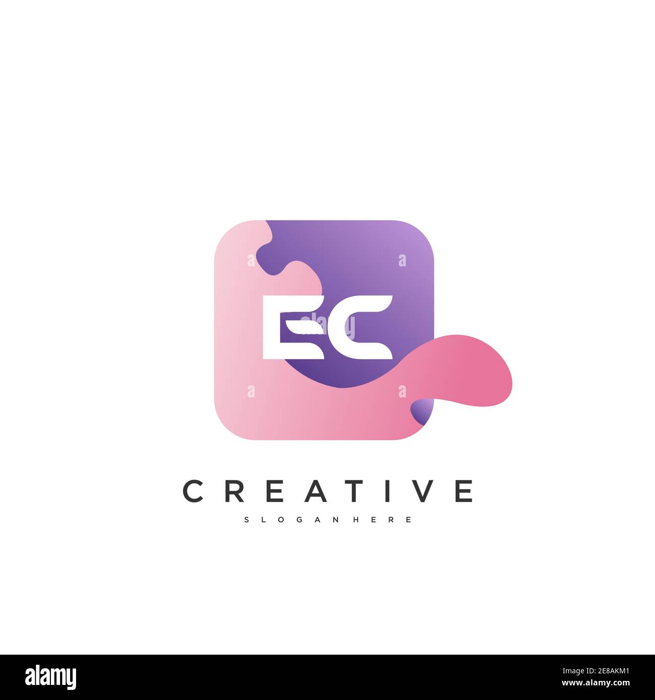 EC Initial Letter logo icon design template elements with wave colorful ...