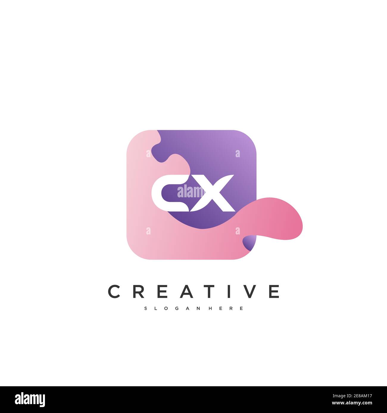 CX Initial Letter logo icon design template elements with wave colorful ...