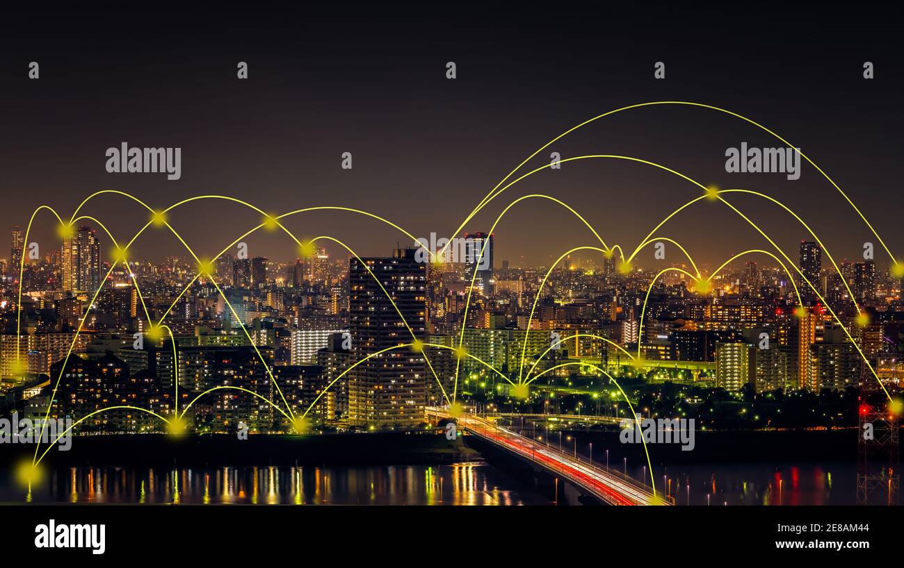 Advanced Communication And Global Internet Network Connection In Smart City Concept Of Future