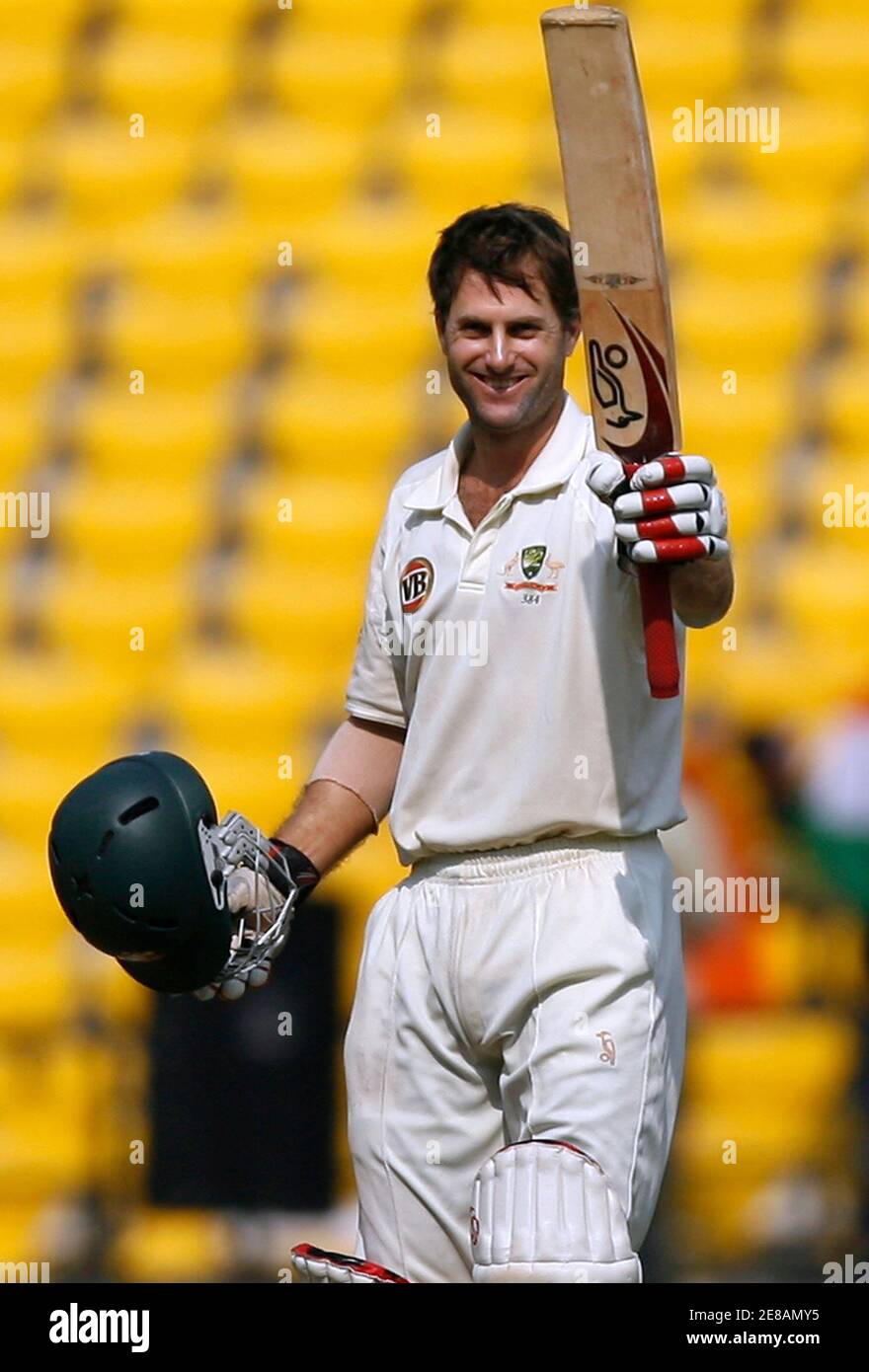 Australias simon katich celebrates his century hi-res stock photography ...