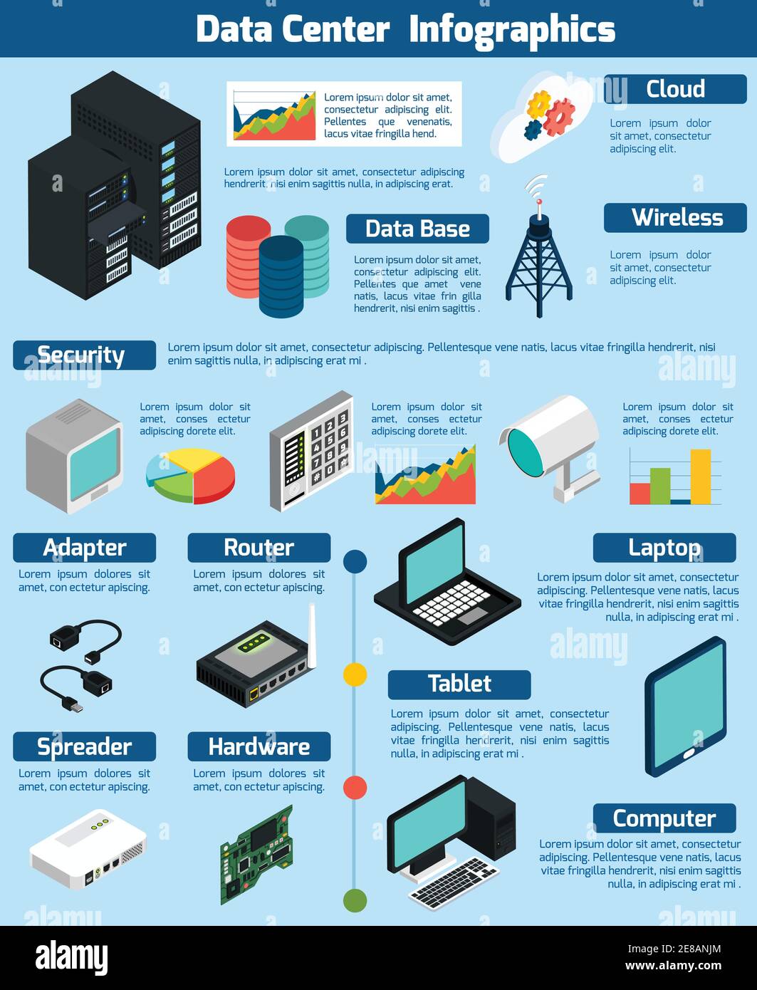 Data center infographics presenting statistics and information about ...