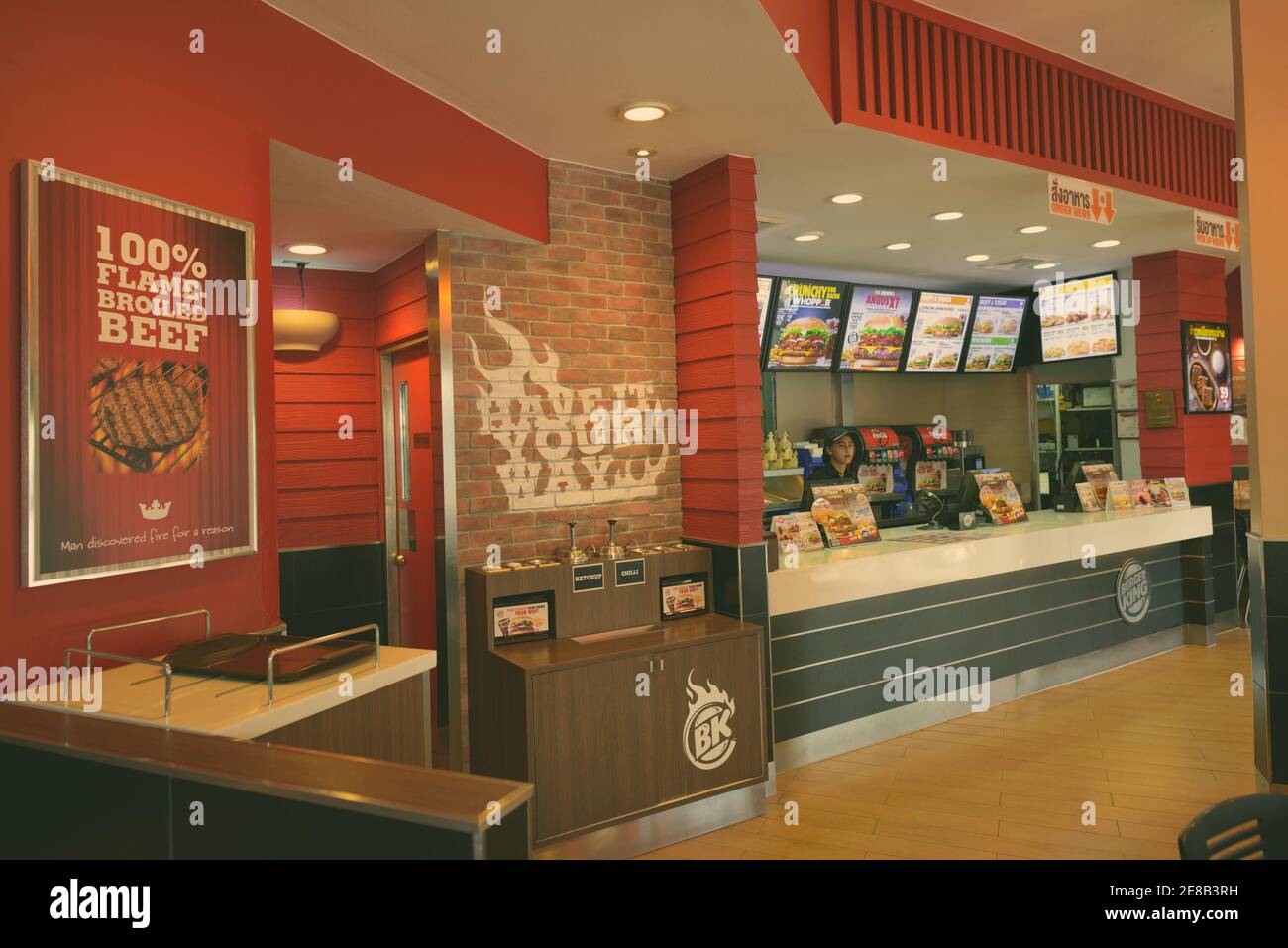 Inside American Burger King Fast Food Restaurant Fort