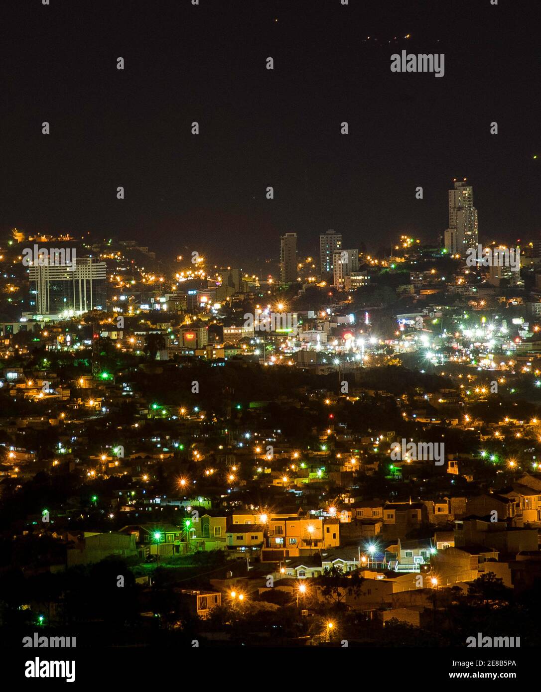 The center of the city of comayagua at night and its lights Stock Photo ...