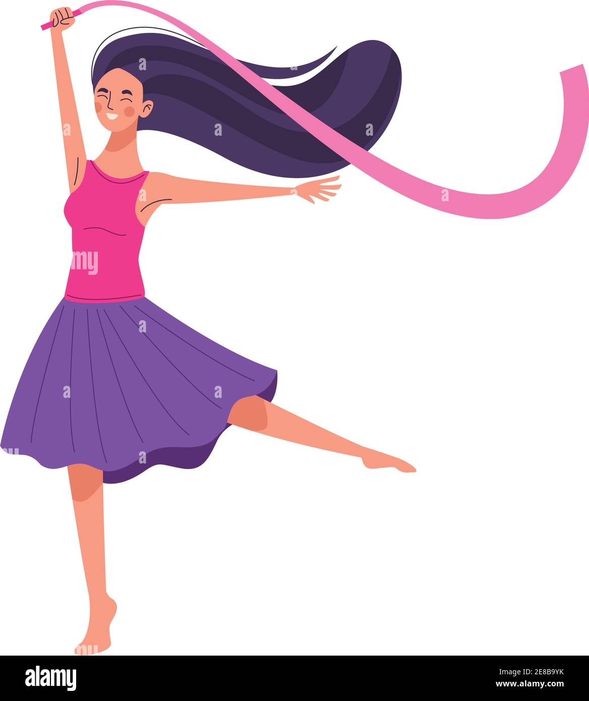 Young girl ribbon dancing Stock Vector Images - Alamy