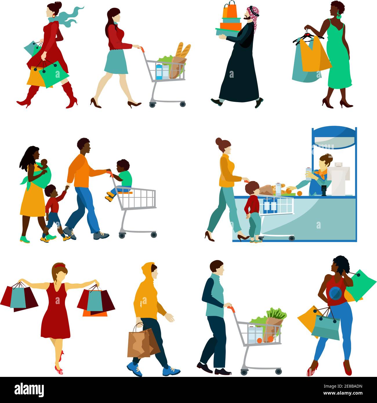 Shopping People Icons Set. Shopping People Vector Illustration ...