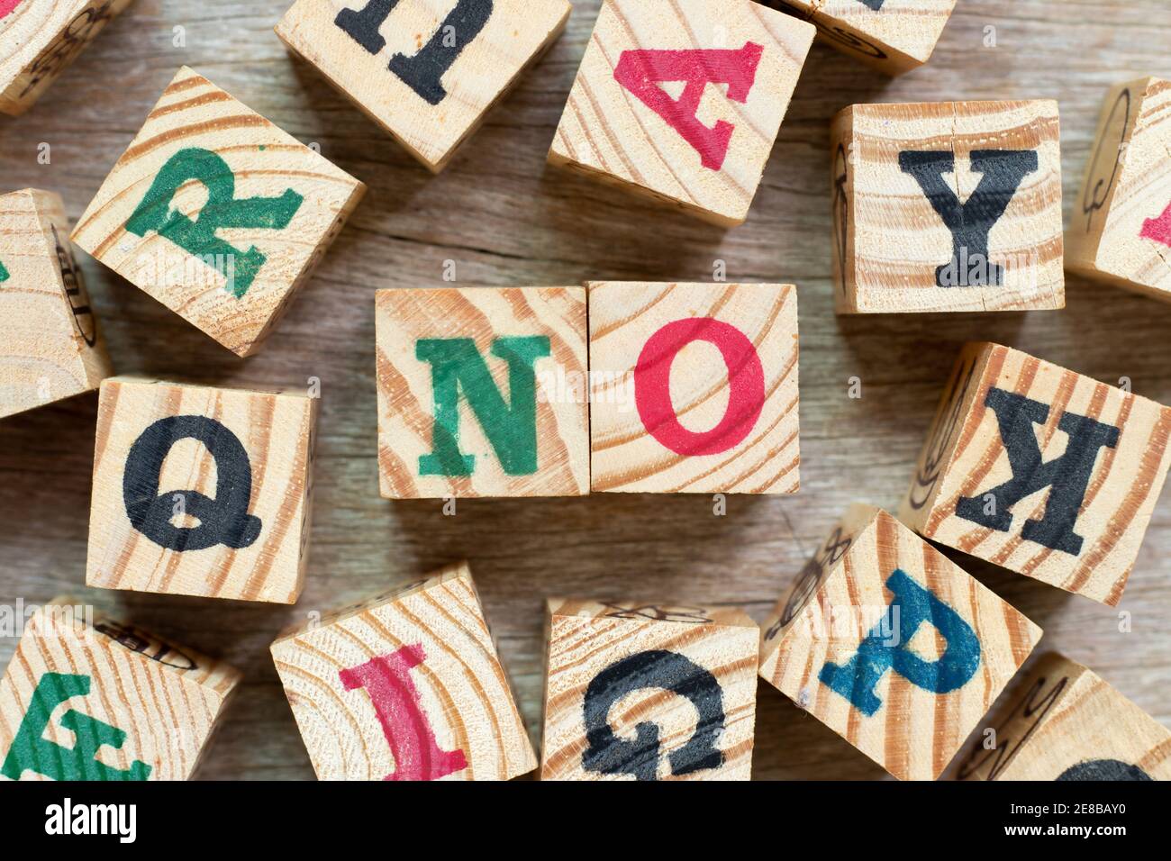Alphabet letter block in word no with another on wood background Stock ...