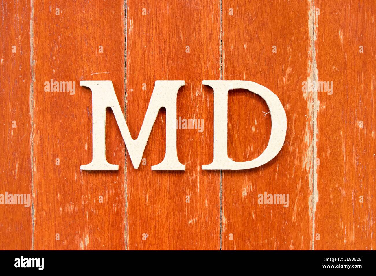 Alphabet letter in word MD (abbreviation of doctor of medicine or ...