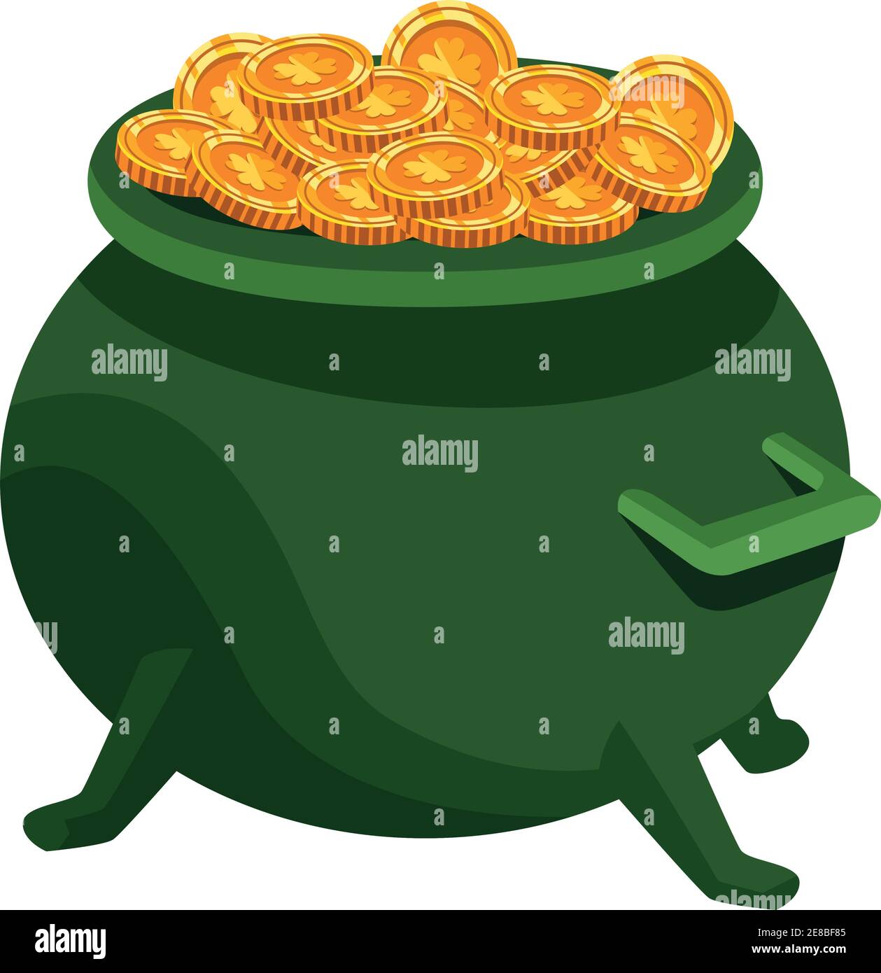 green cauldron and treasure coins saint patrick icon vector ...