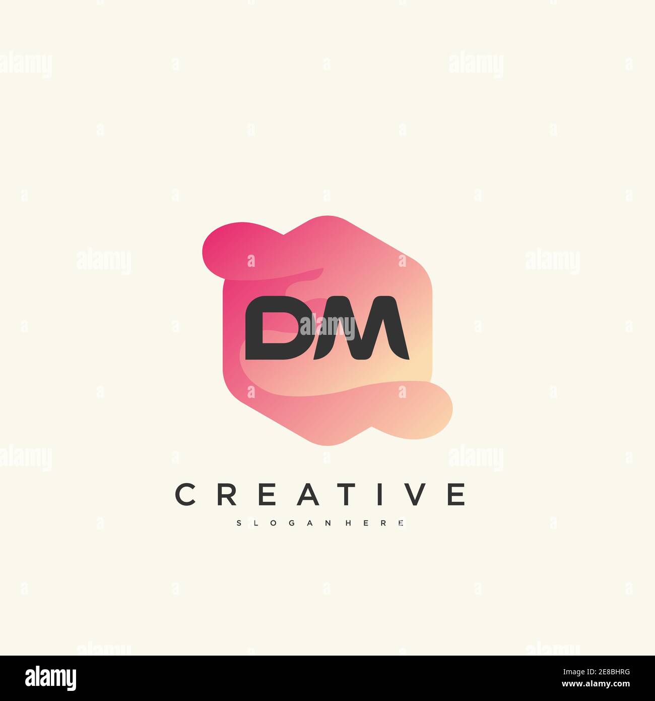 DM Initial Letter logo icon design template elements with wave colorful ...