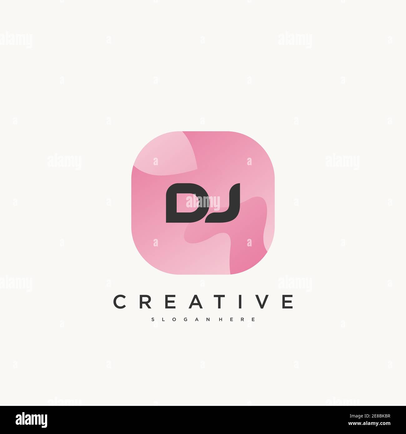 DJ Initial Letter logo icon design template elements with wave colorful ...