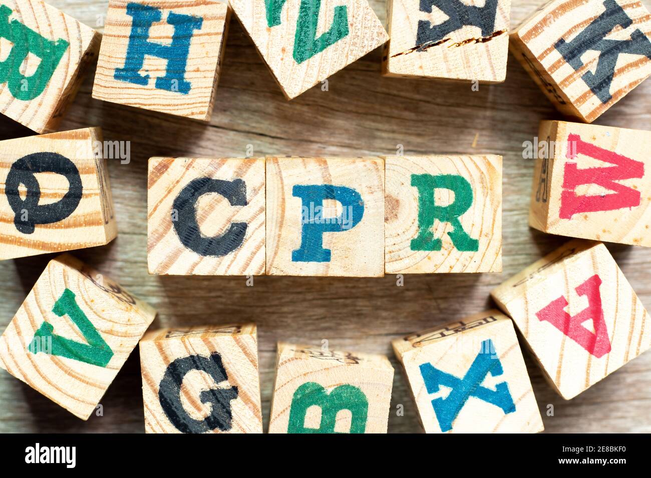 Alphabet letter block in word CPR (abbreviation of Cardiopulmonary ...