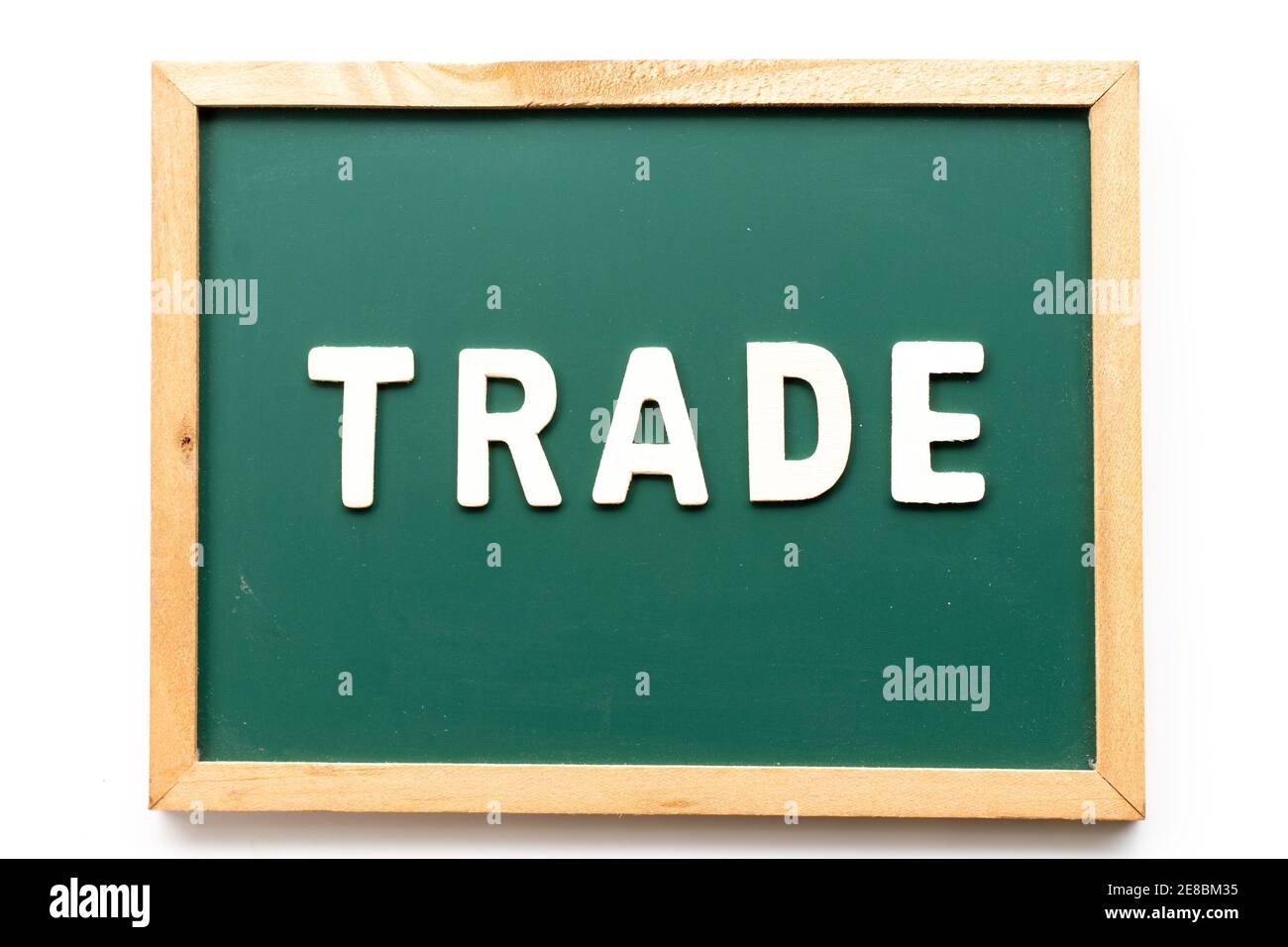 Alphabet letter in word trade in blackboard on white background Stock ...