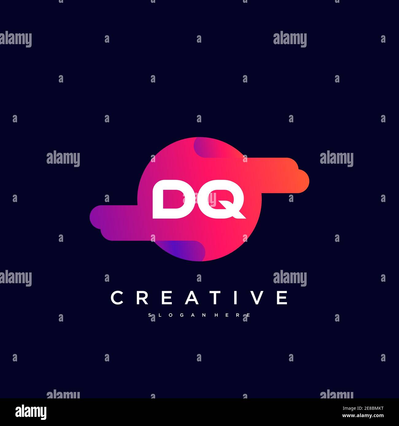 DQ Initial Letter logo icon design template elements with wave colorful ...