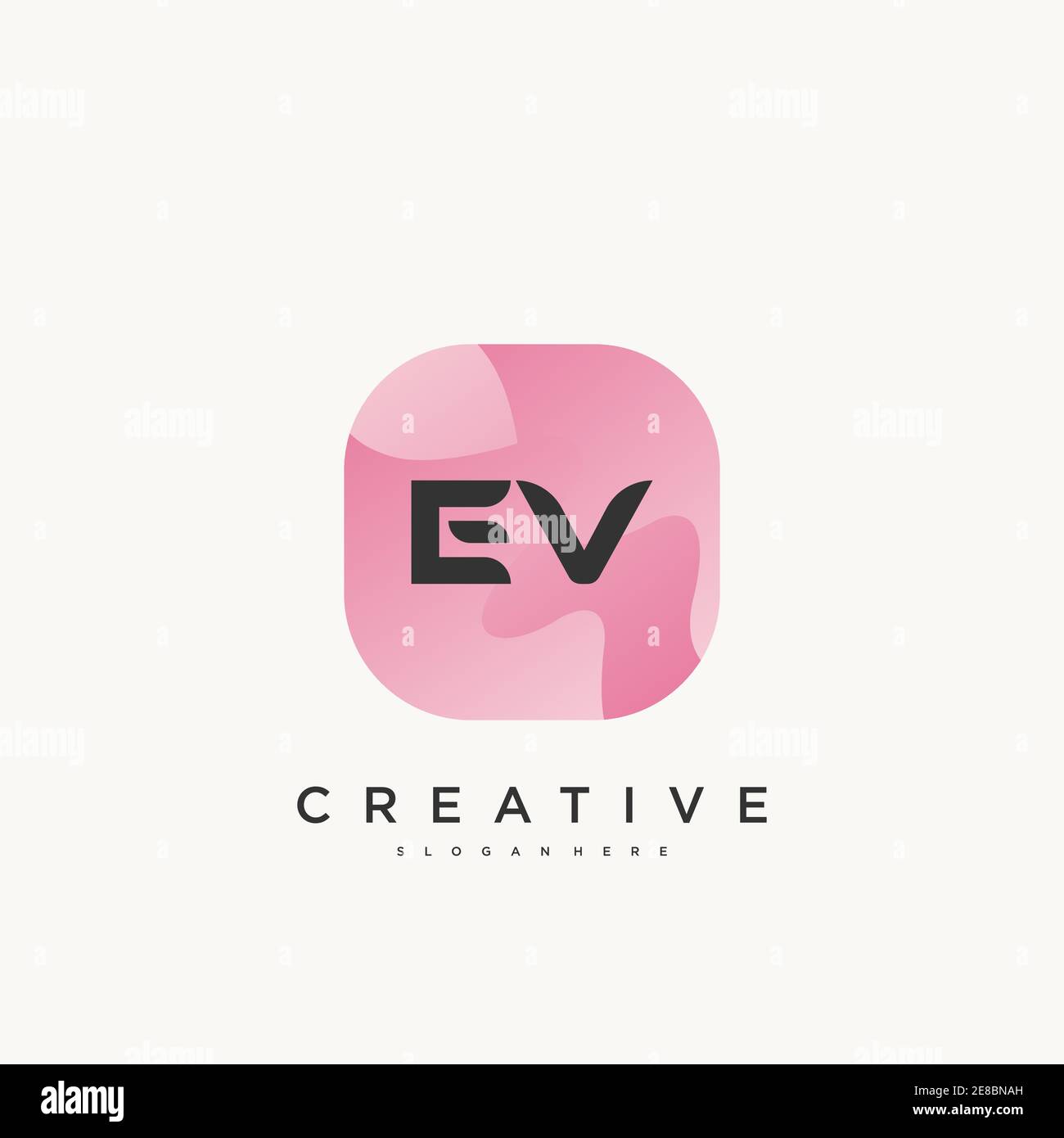 EV Initial Letter logo icon design template elements with wave colorful ...