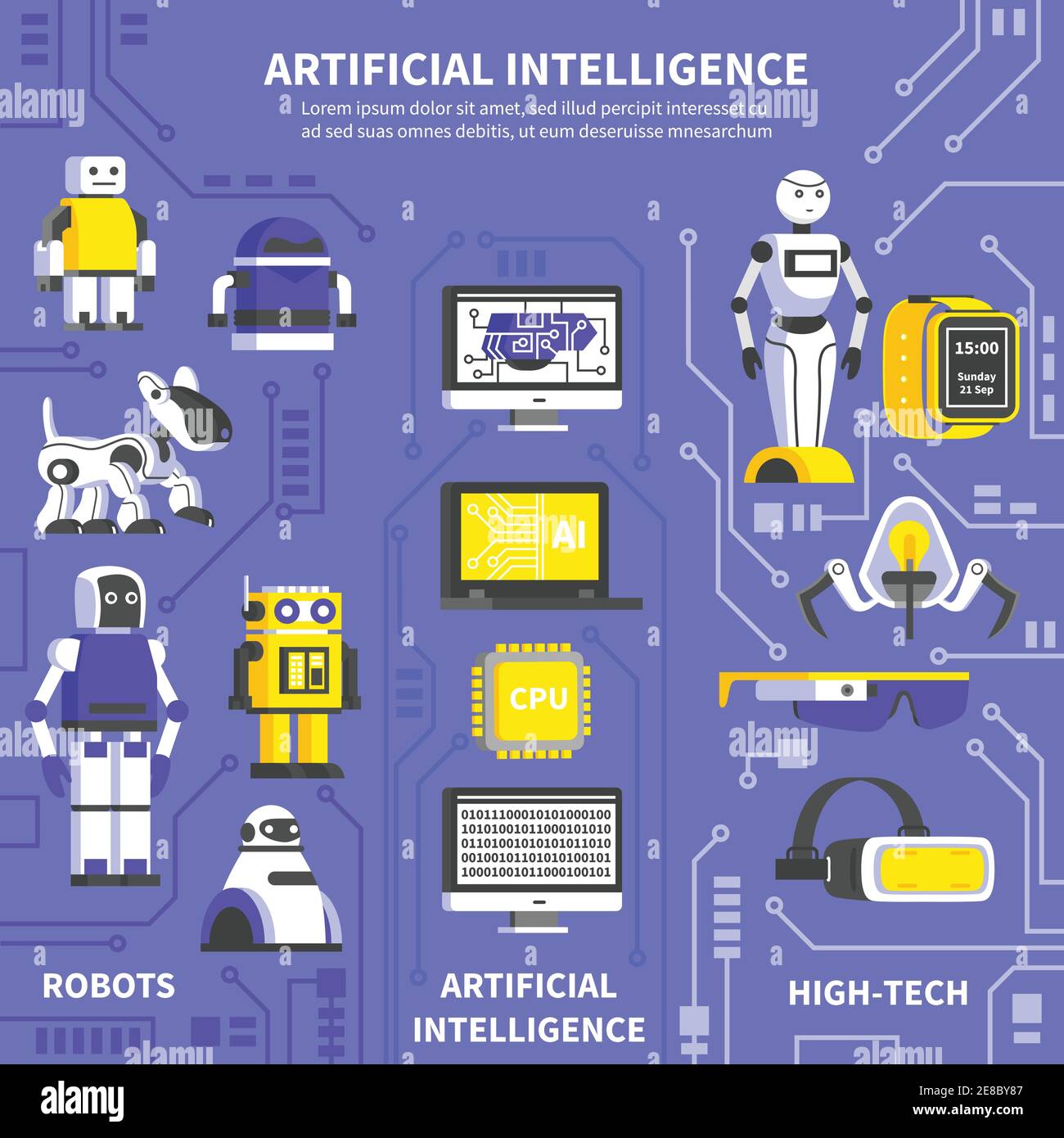 Artificial intelligence infographics layout with information about ...