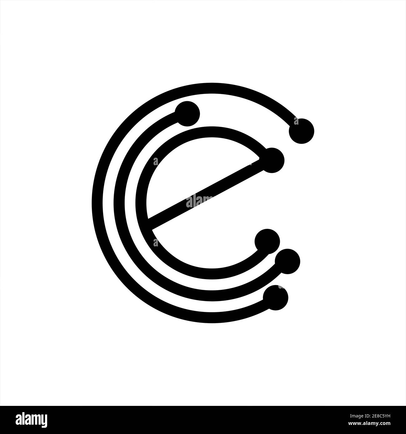 simple e, cce, cec initials geometric network line and digital data ...