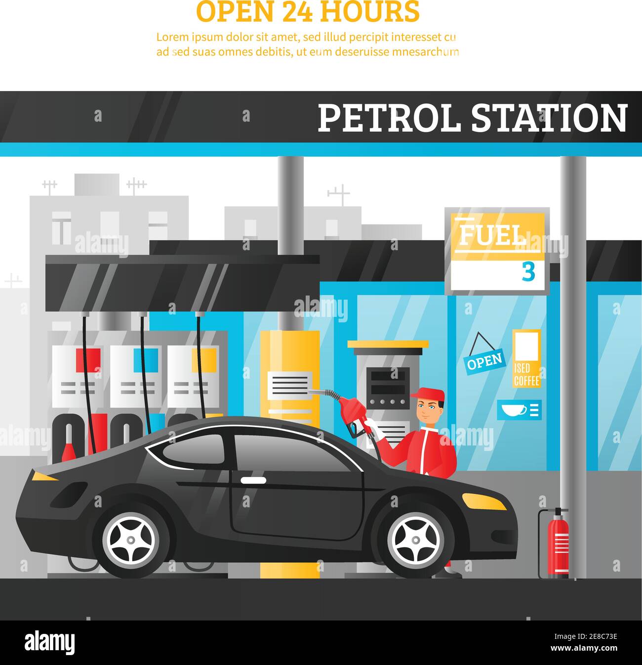 Open petrol station Stock Vector Images - Alamy